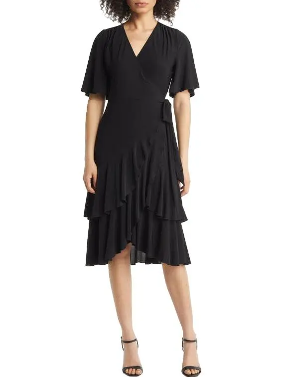 KIYONNA Miranda Midi Wrap Dress - Black Noir
