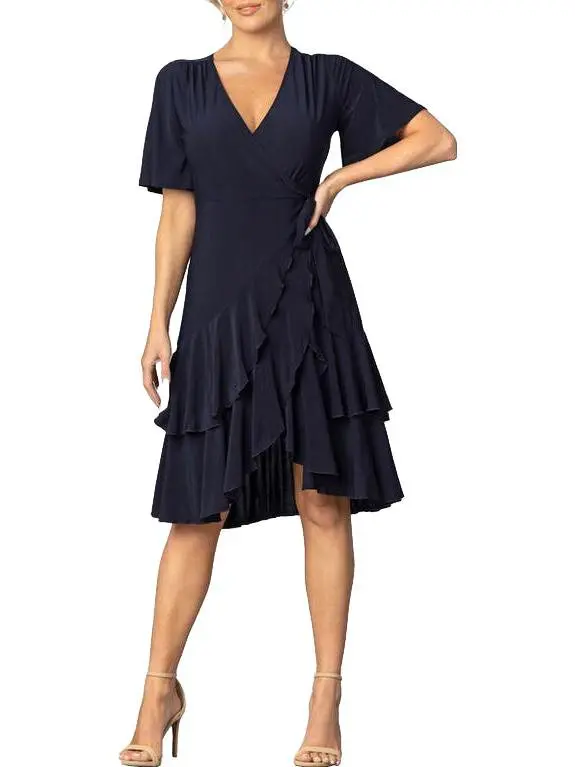 KIYONNA Miranda Midi Wrap Dress - Nouveau Navy