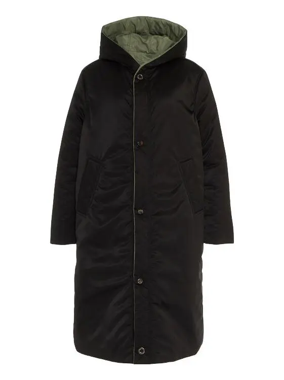 Caalo Reversible Satin Down Coat - Black / Olive
