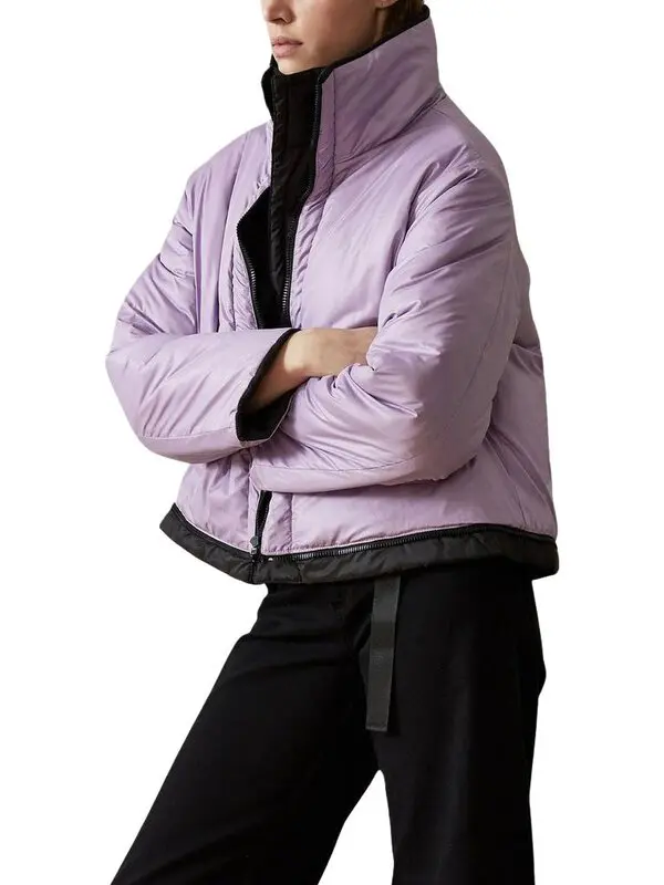 Caalo Sustainable Reversible Cropped Down Coat - Black / Light Purple