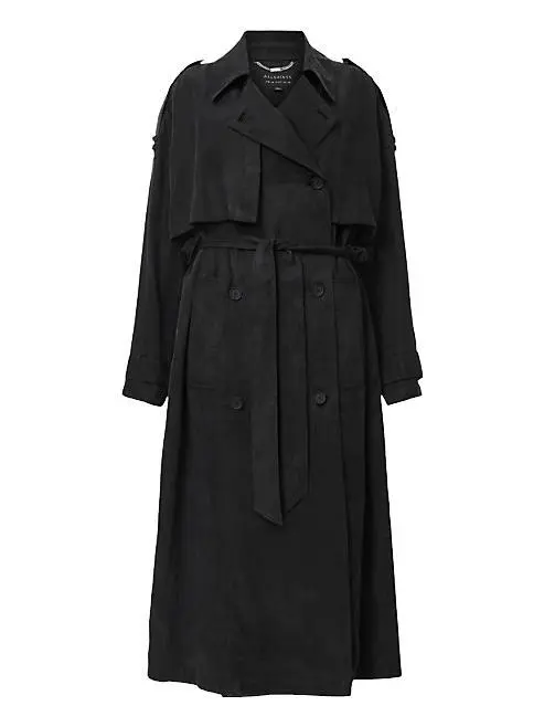 ALLSAINTS Linnie Belted Woven Trench Coat - Black