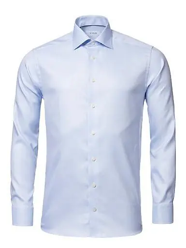 Eton Cutaway-collar Single-cuff Slim-fit Cotton-twill Shirt - Light Blue