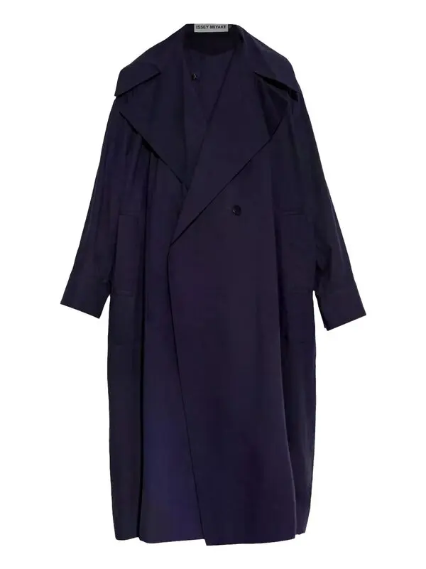 Issey Miyake Cotton Trench Coat - Blue