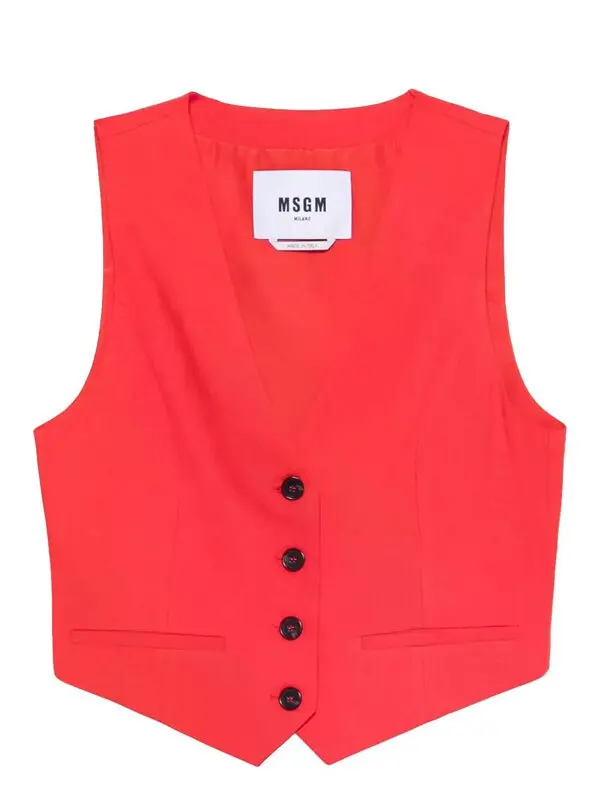 MSGM Slub-texture Waistcoat - Red
