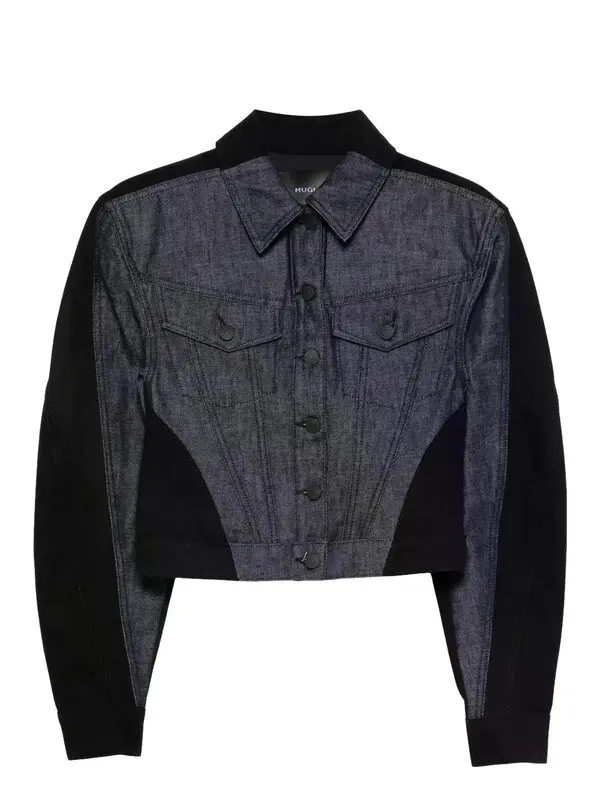 MUGLER Colour-block Denim Jacket - Blue