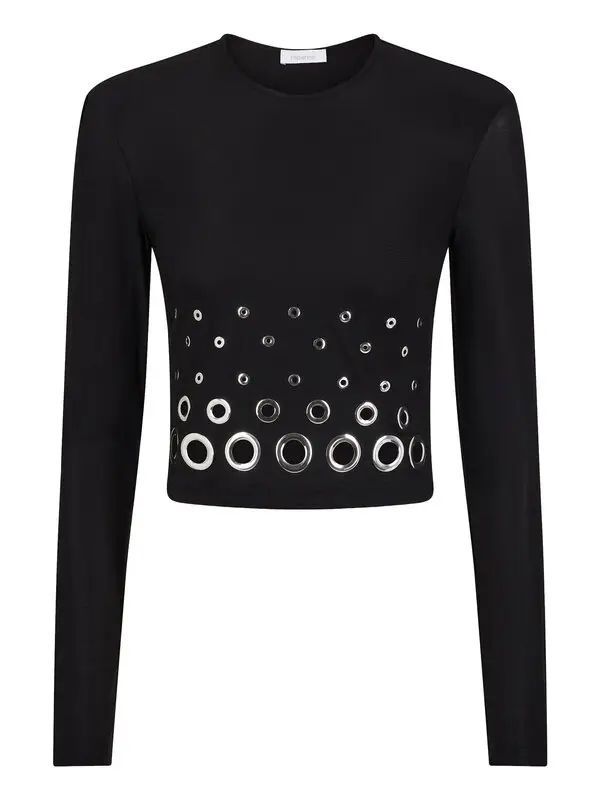 Rabanne Eyelet-detailed Crop Top - Black