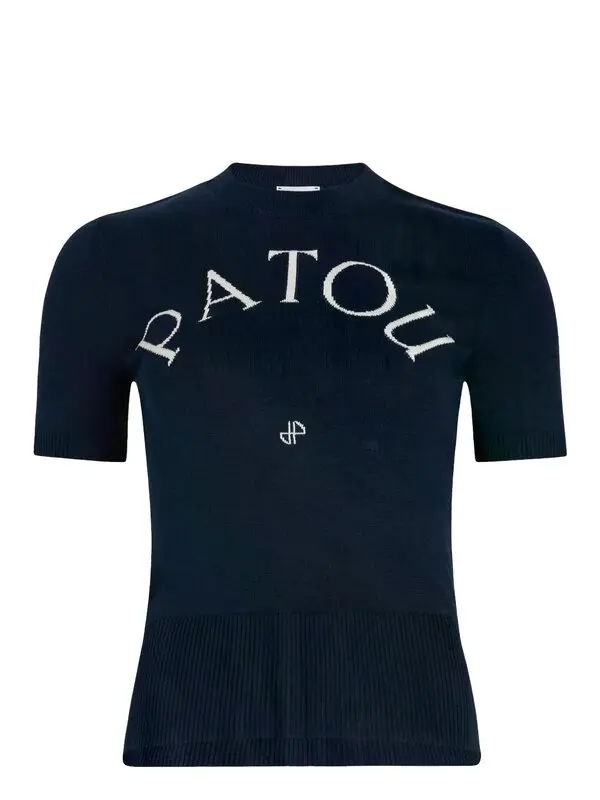 Patou Logo-jacquard Knitted T-shirt - Black