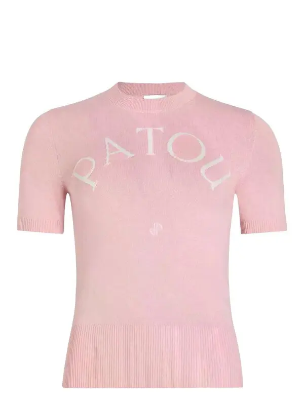 Patou Logo-jacquard Knitted T-shirt - Pink