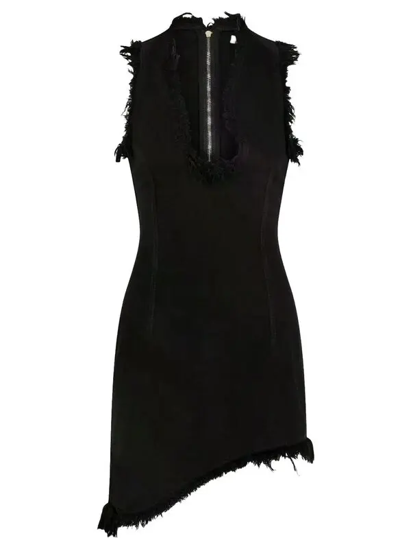 FERRAGAMO Frayed-brim Mini Dress - Black