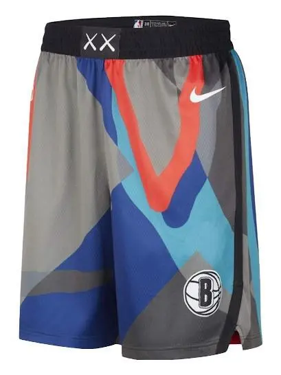 Nike Nba X Kaws Brooklyn Nets City Edition Swingman Shorts - Grey/blue/black