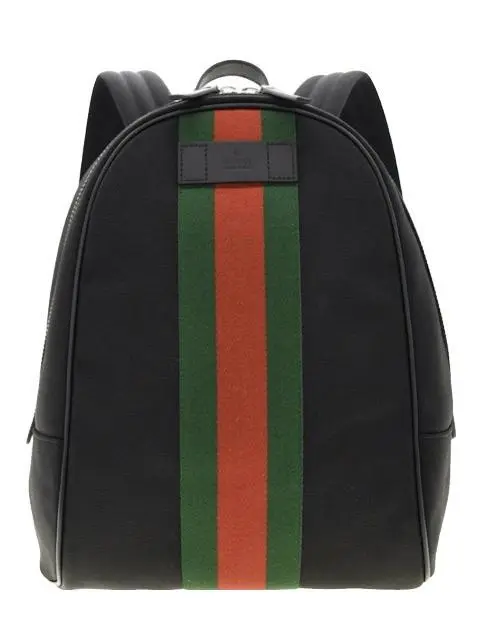 Gucci Web Stripe Canvas Backpack - Black