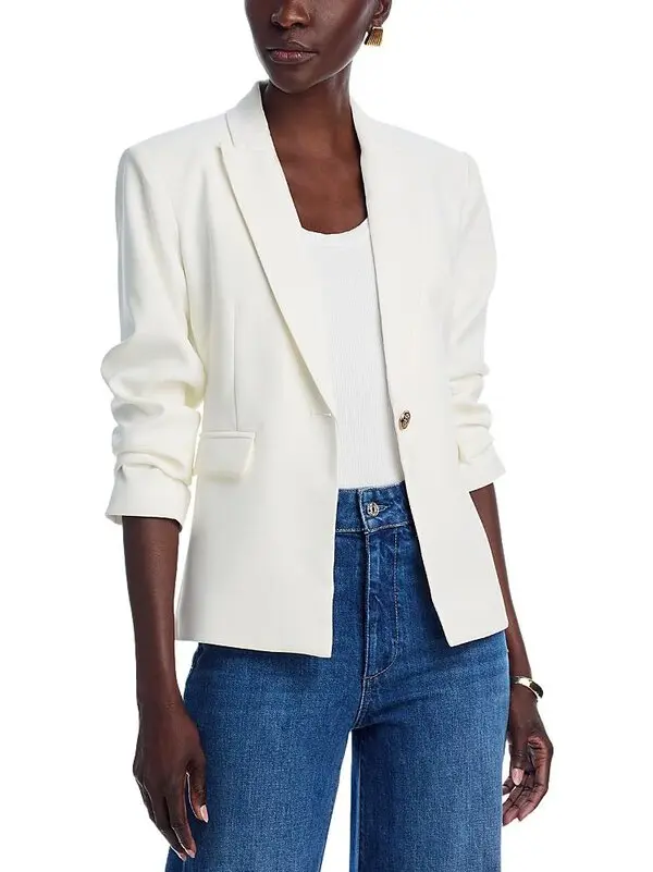 Aqua Side Button Blazer - White