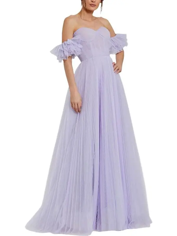 Mac Duggal Off-the-shoulder Tulle Gown - Lilac