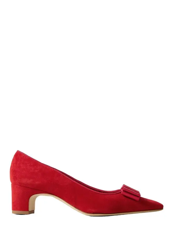 Manolo Blahnik Reador 50 Suede Pumps With Bow Detailing - Red