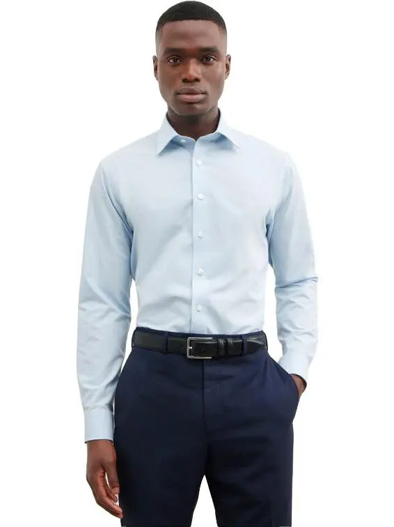 Nordstrom Non-iron Trim Fit Solid Cotton Dress Shirt - Blue Skyway
