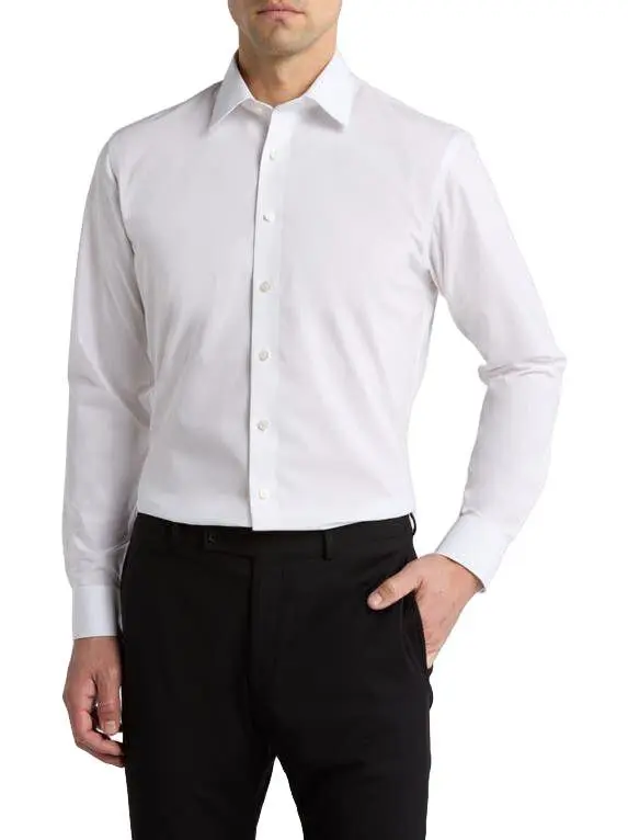 Nordstrom Non-iron Trim Fit Solid Cotton Dress Shirt - White