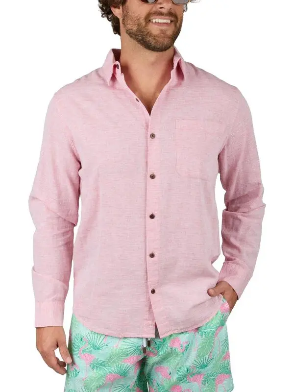 Kenny Flowers The Rosé Blusherlong Sleeve Pink Linen Shirt - Light Pink