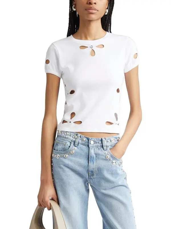 Coperni Petal Cutout T-shirt - White