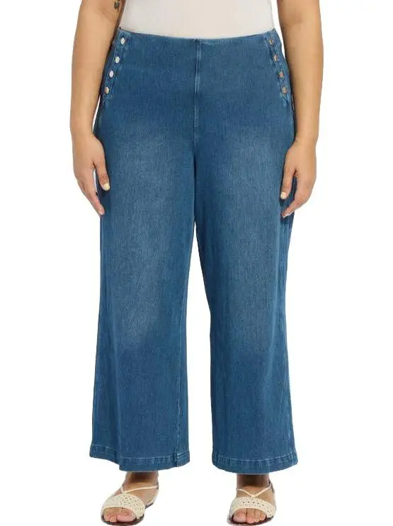 Lyssé Mallory Sailor High Waist Wide Leg Jeans - Mid Wash