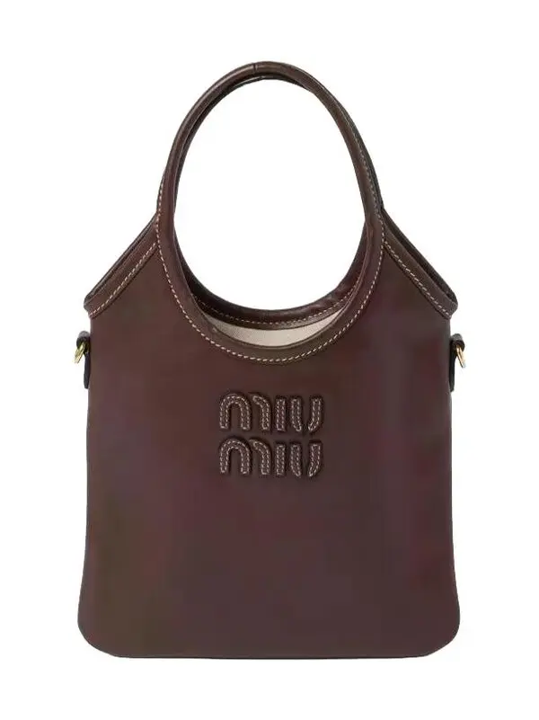 Miu Miu Ivy Leather Tote Bag - Brown