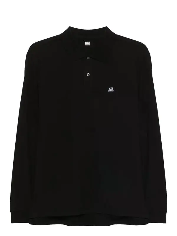 C.P. COMPANY Logo-patch Polo Shirt - Black