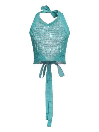 120% Lino Linen Knit Crop Top - Turquoise