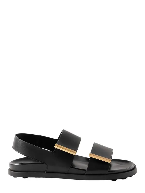 TOD'S Embellished Leather Sandals - Black