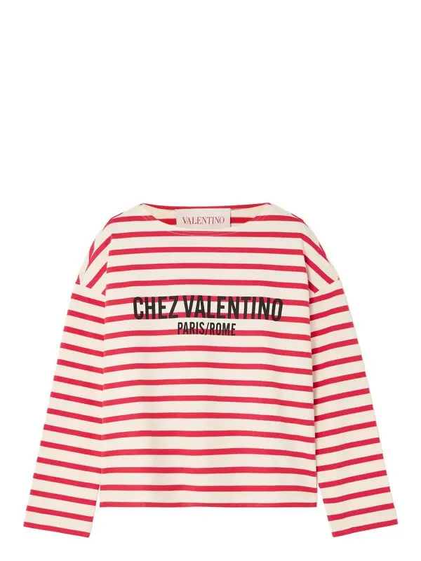 Valentino Garavani Striped Cotton-jersey T-shirt - Red