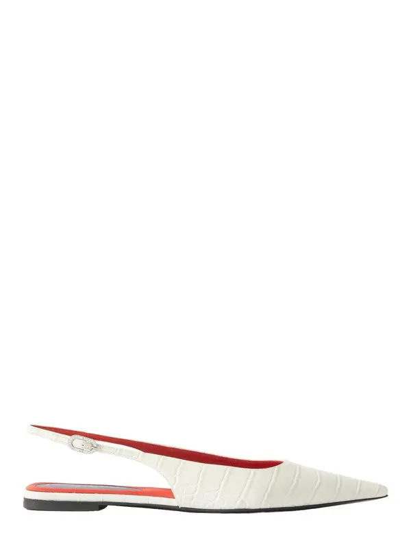 Stella McCartney Elsa Croc-effect Slingback Flats - White