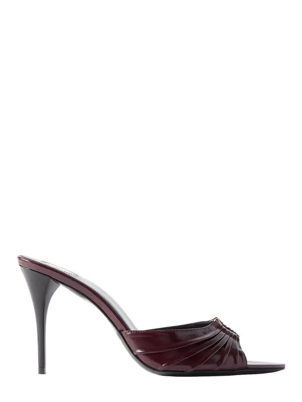 Saint Laurent Babylone Embellished Glossed-leather Mules - Burgundy