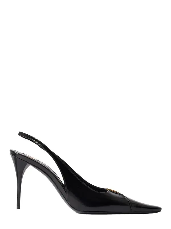 Saint Laurent Babylone Cutout Patent-leather Slingback Pumps - Black