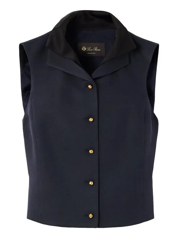 Loro Piana Dianne Layered Grain De Poudre Wool And Silk-blend Vest - Blue