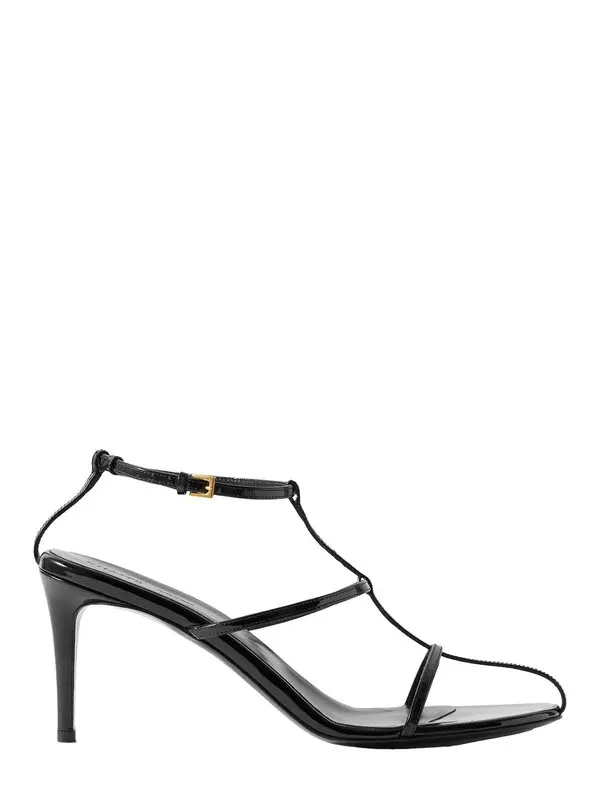 Khaite Cage Patent-leather Sandals - Black