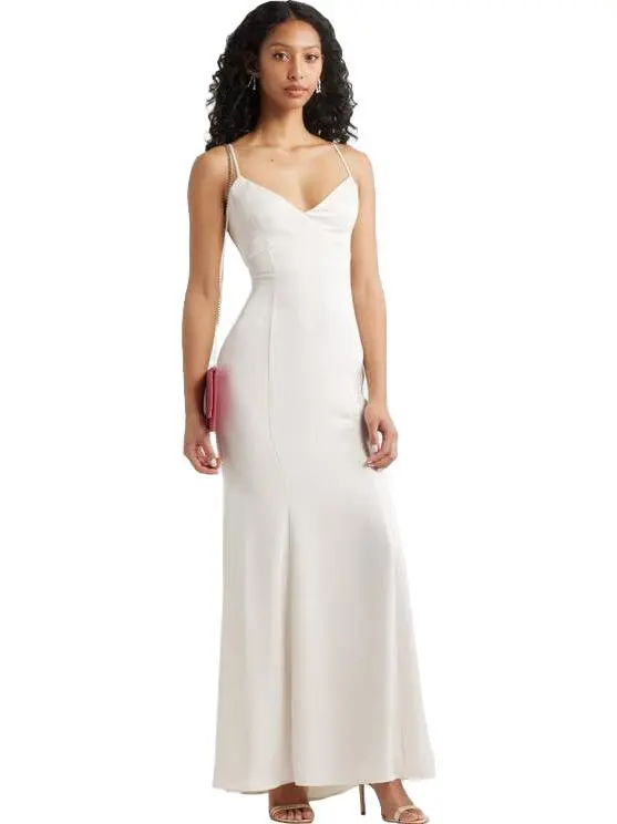 Bp. Tie Back Satin Gown - Ivory