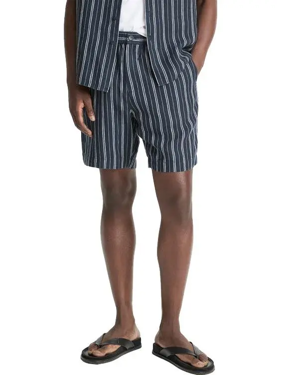 Vince Stripe Hemp Beach Shorts - Coastal Blue