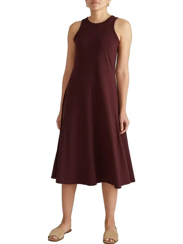 Universal Standard Sardinia Cotton Tank Dress - Black Cherry Red
