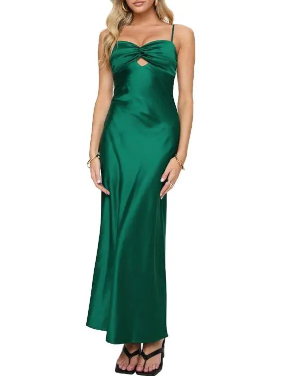 Princess Polly Blackthorn Satin Maxi Dress - Green
