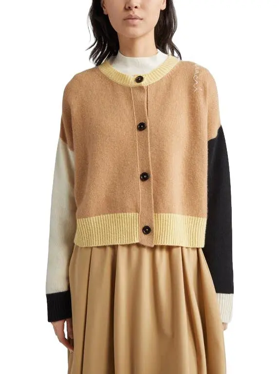 Marni Colorblock Cashmere Cardigan - Tan