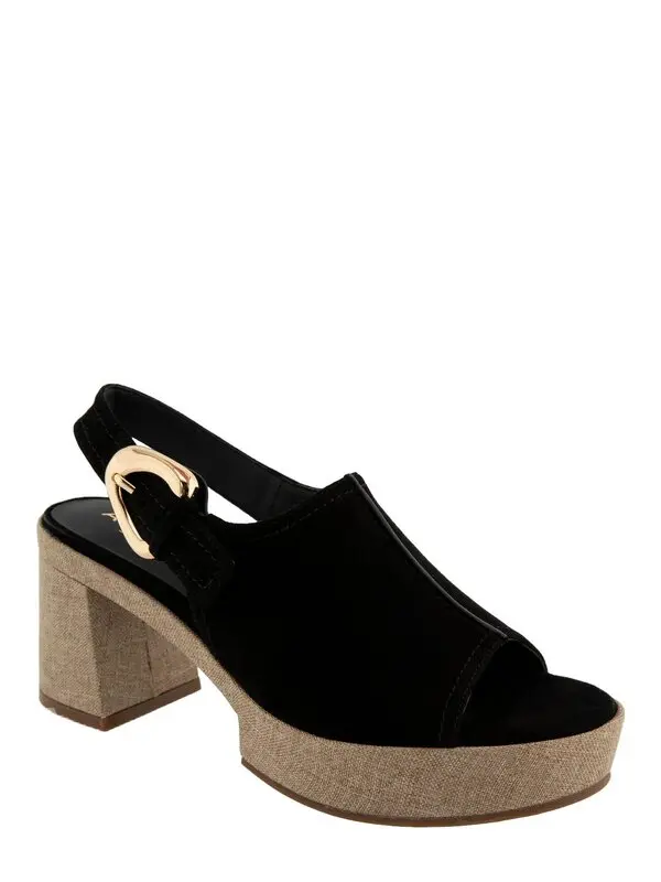 Aerosoles Zella Slingback Platform Sandal - Black Suede