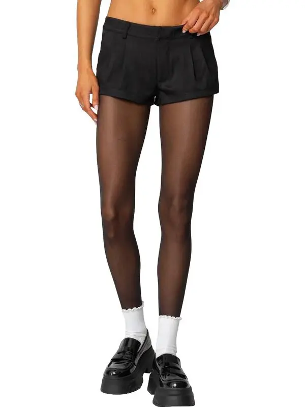 EDIKTED Kera Pleated Micro Shorts - Black