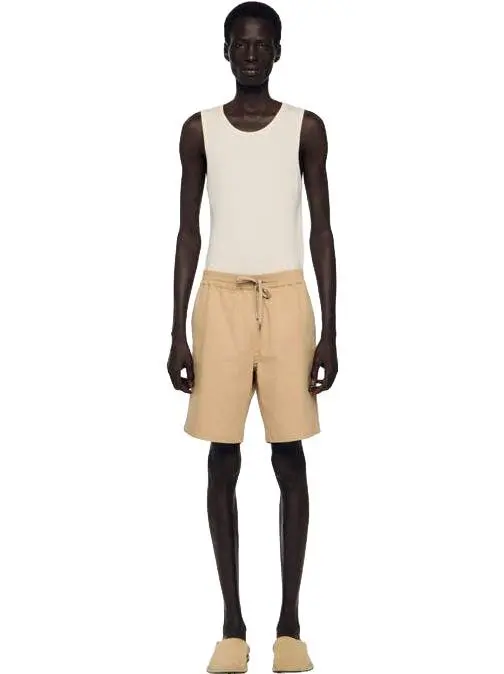 Sandro Cotton Drawstring Shorts - Beige