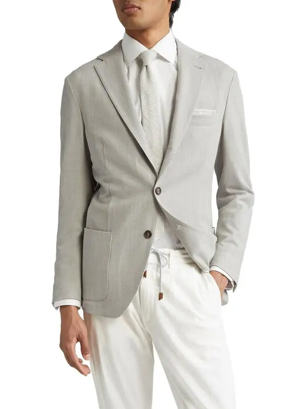 Eleventy Single Breasted Stretch Wool Sport Coat - 13 Light Melange Grey