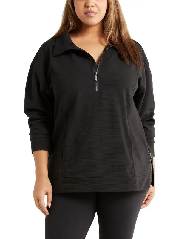 Zella Ottoman Fleece Half Zip - Black