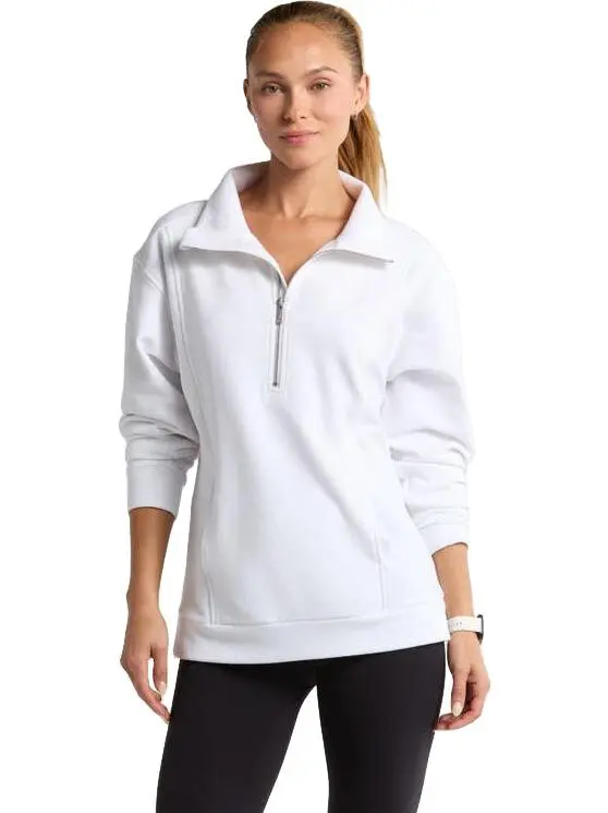 Zella Half Zip Fleece Ottoman Pullover - White