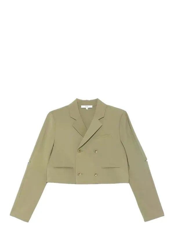 Tibi Double-breasted Cropped Blazer - Green