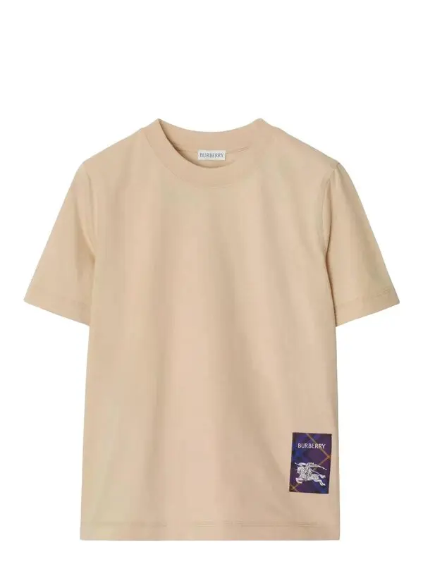 Burberry Check-label Cotton T-shirt - Neutrals