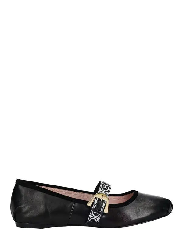 COCCINELLE Leather Ballerina Flats - Black