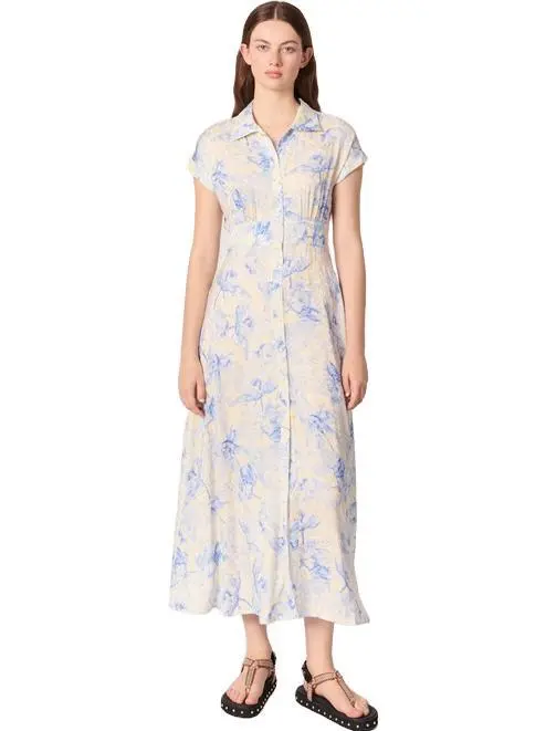 Maje Patterned Maxi Shirt Dress - Blue