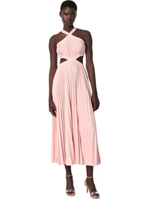 Maje Pleated Maxi Dress - Pink