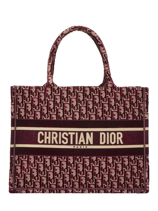 Dior Velvet Oblique Book Tote - Burgundy